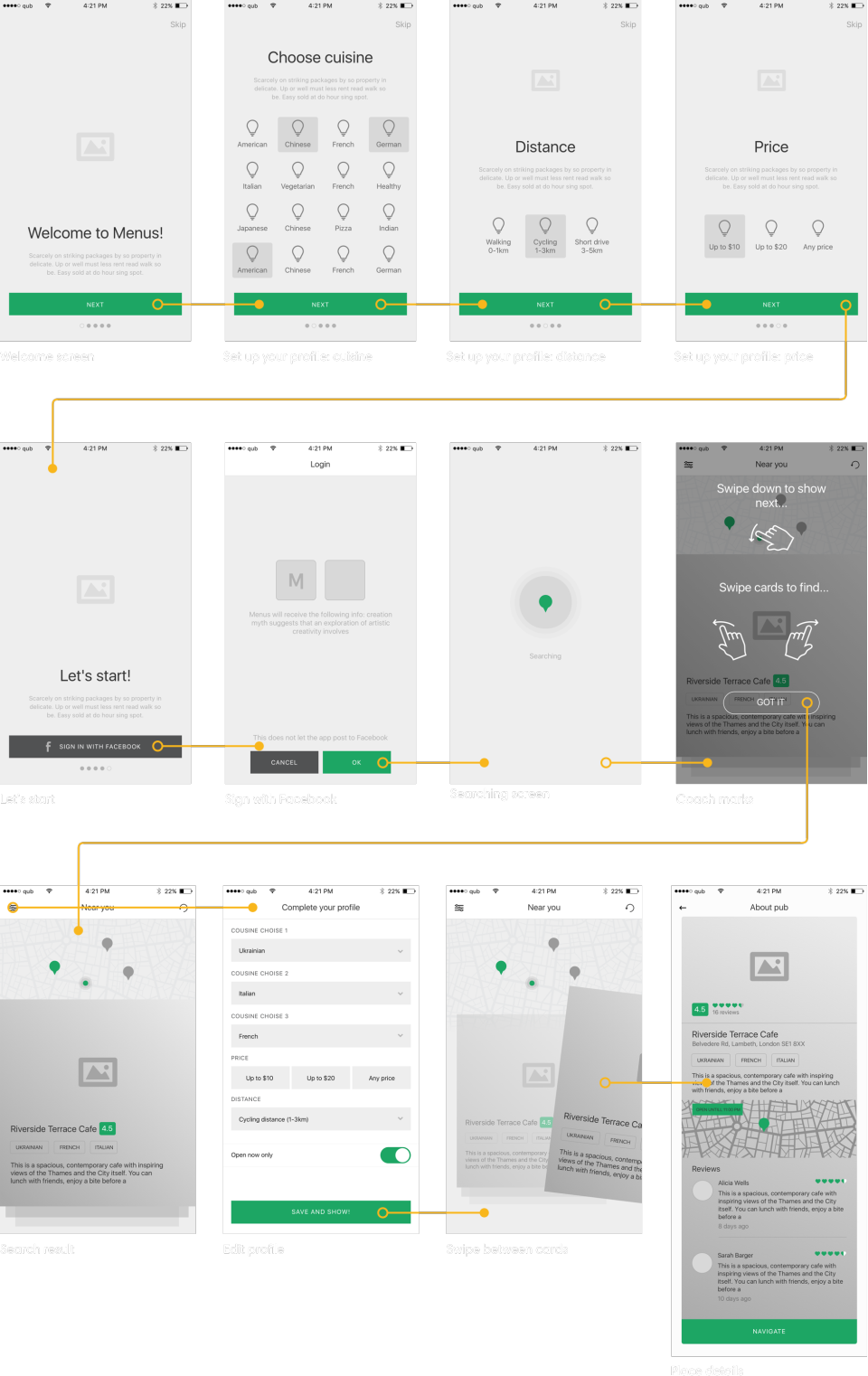 Menus London | Startup UX/UI Design | Qubstudio